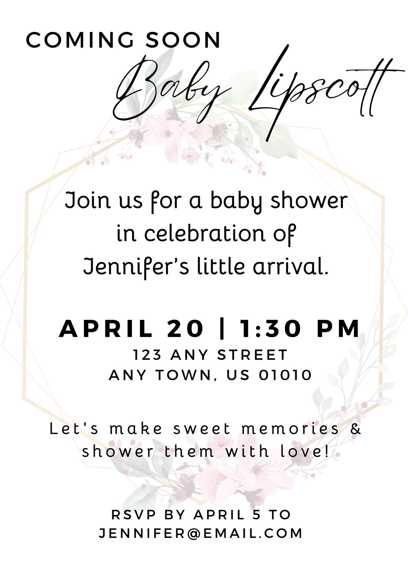 Coming Soon White Baby Shower Invitation - Digital Download, Editable ...