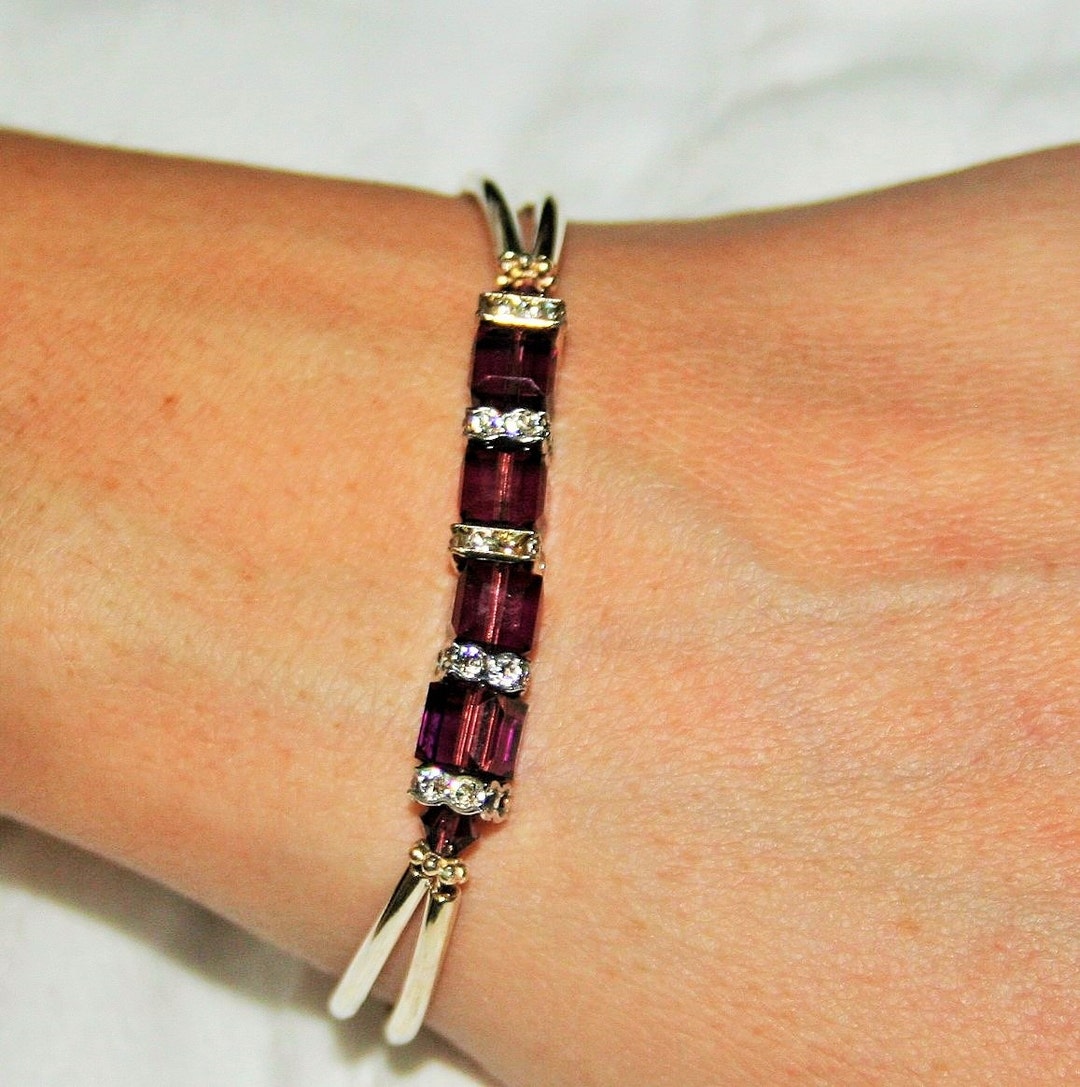 Swarovski Crystal February Birthstone Bracelet - Etsy