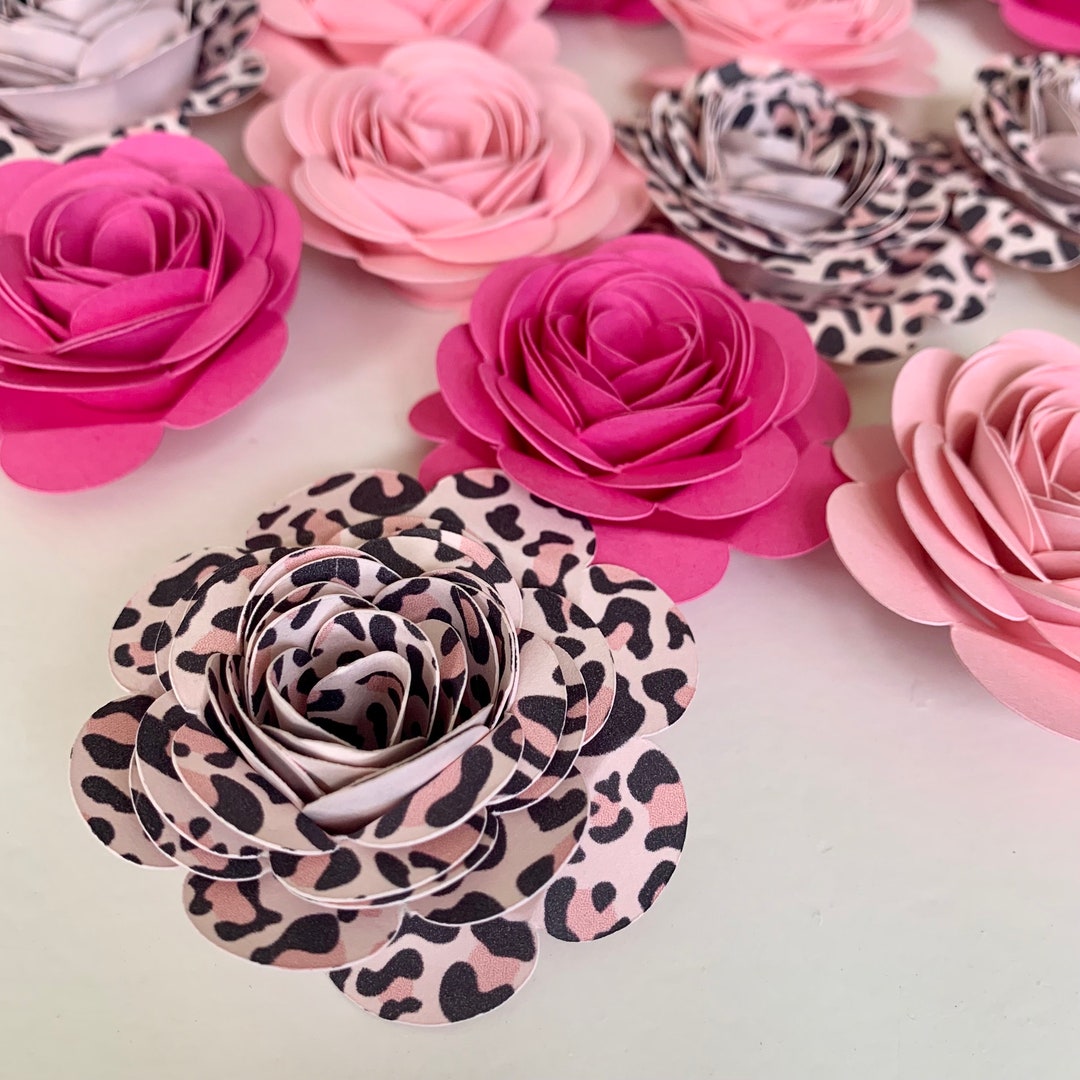 Pink Paper Flowers Leopard Print Party Safari Birthday - Etsy