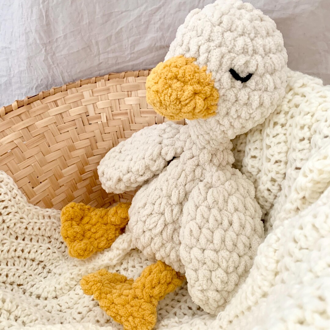 Goose Plush Toy, Goose Lovey, Soft Sensory Toy, Crochet Goose Snuggler ...