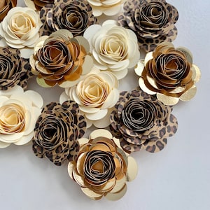 Leopard Party Decor, Leopard Birthday Decorations, Gold Paper Flowers ...