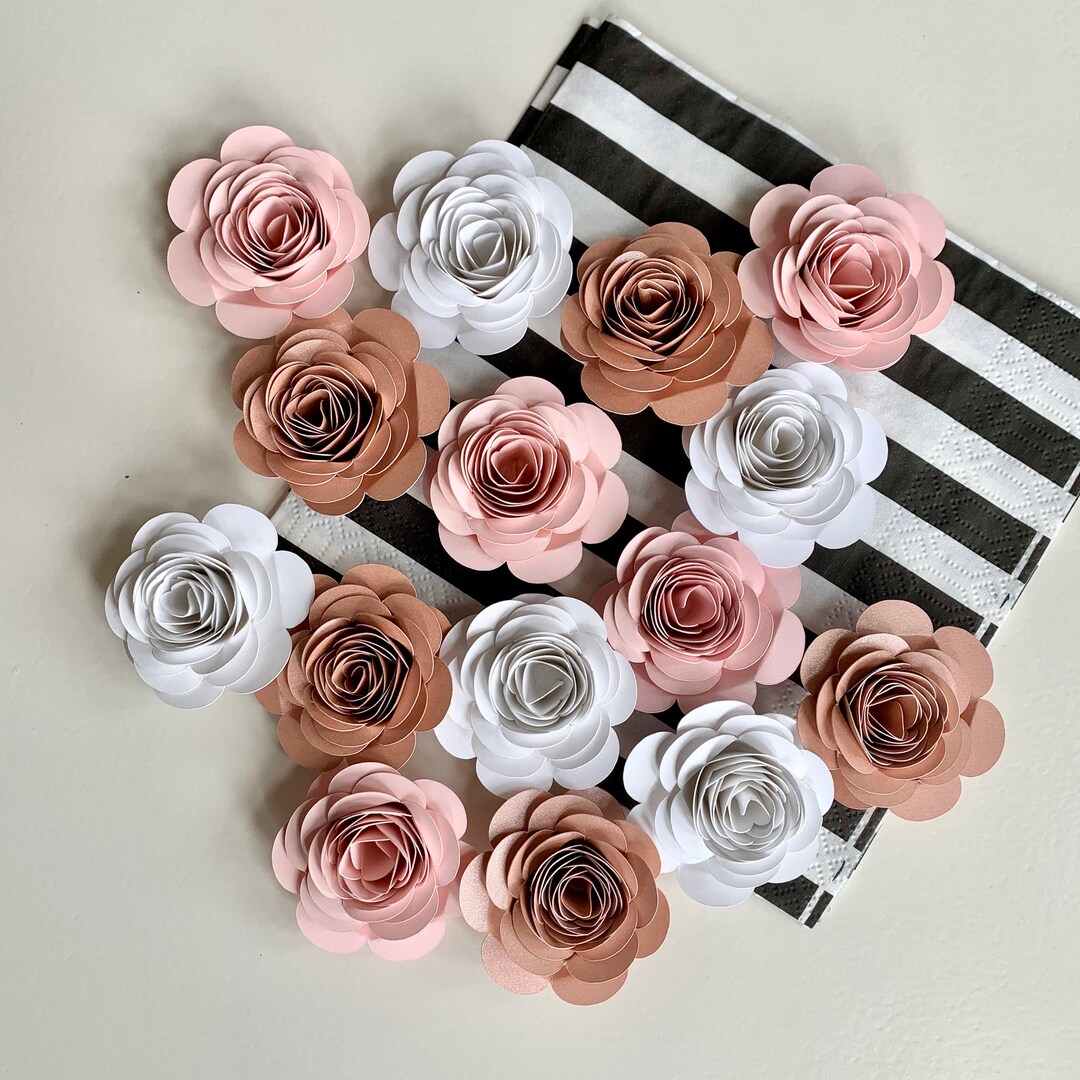 Rose Gold Paper Flowers, Pink Baby Shower Decor, Glam Fairytale ...