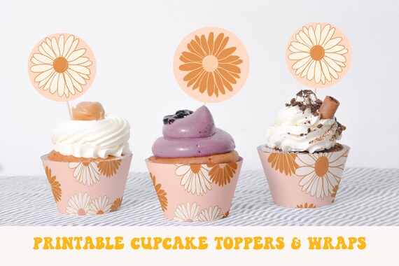Printable Daisy Cupcake Toppers Daisy Cupcake Wrappers Daisy - Etsy
