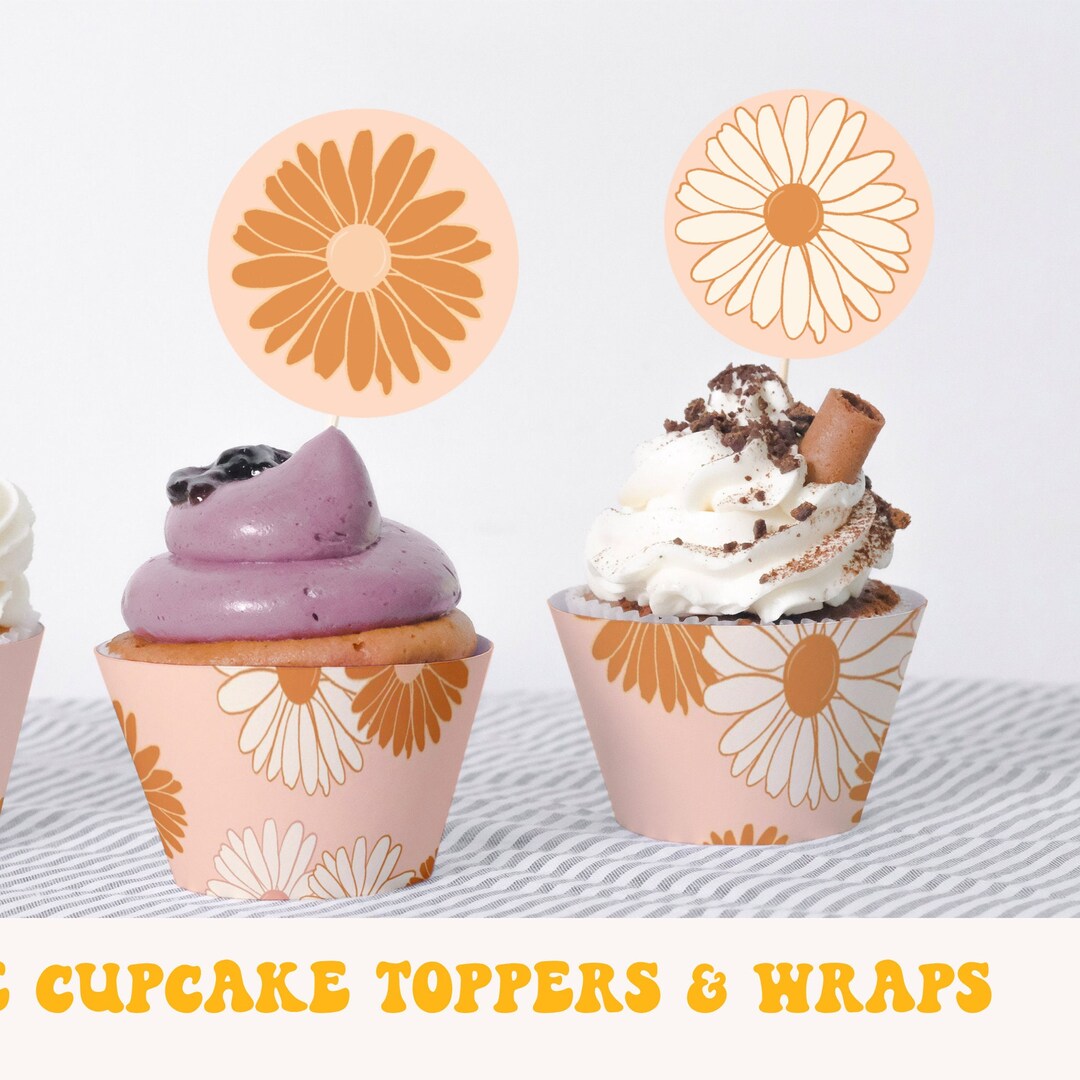 Printable Daisy Cupcake Toppers, Daisy Cupcake Wrappers, Daisy Birthday ...