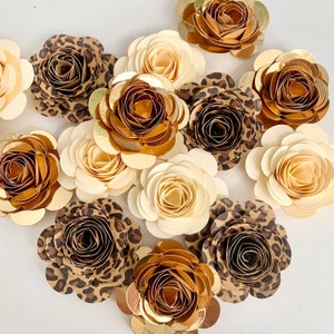 Leopard Party Decor, Leopard Birthday Decorations, Gold Paper Flowers ...
