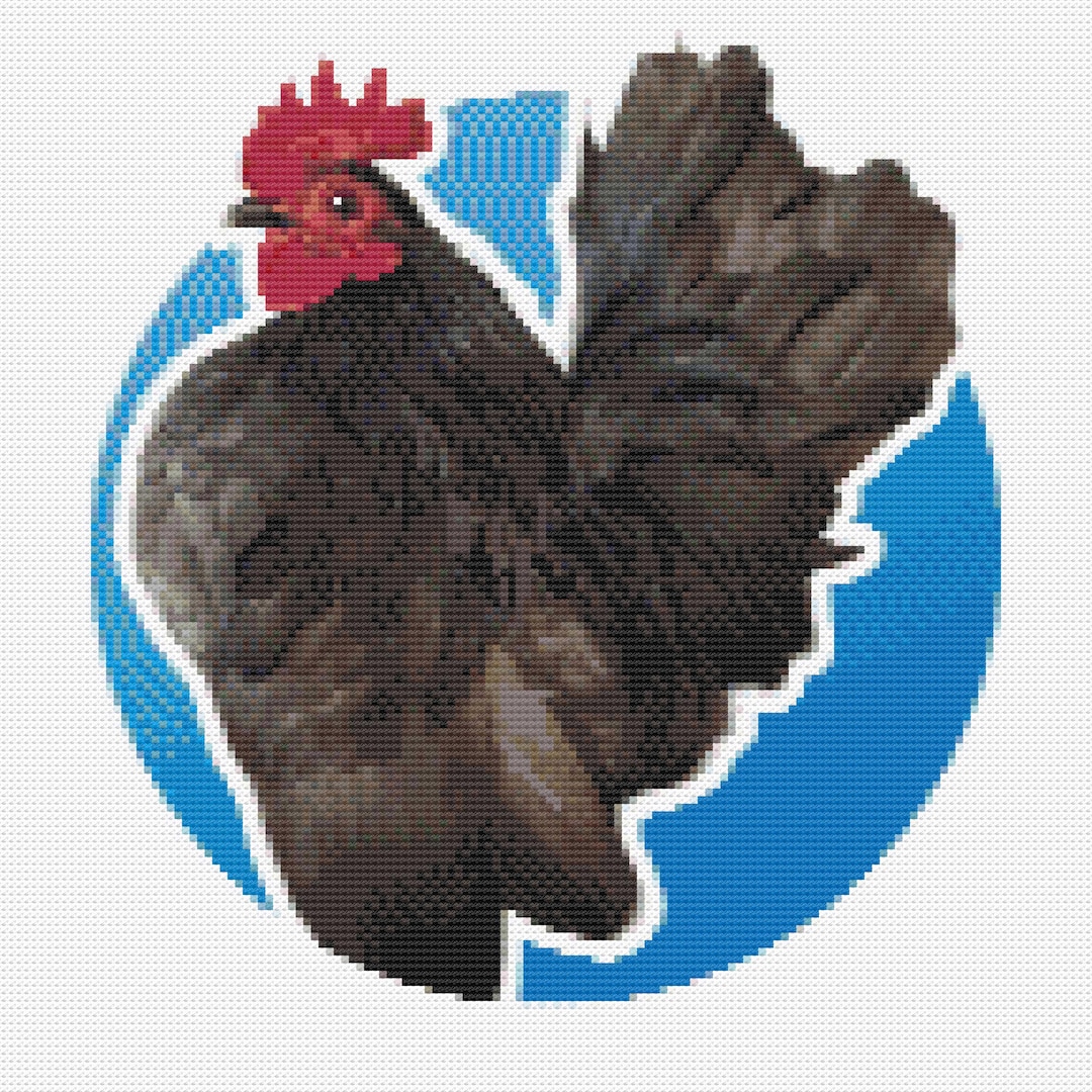 Serama Rooster on Blue Cross Stitch Digital Pattern - Etsy