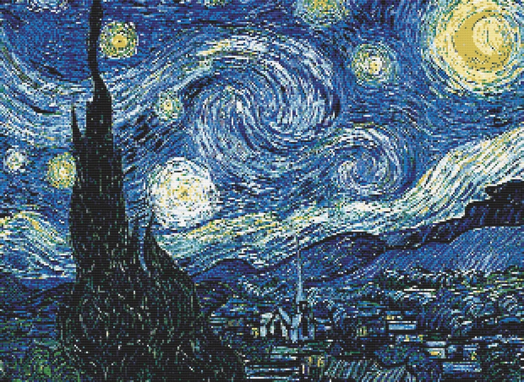 Van Gogh's Starry Night Cross Stitch Chart - Etsy