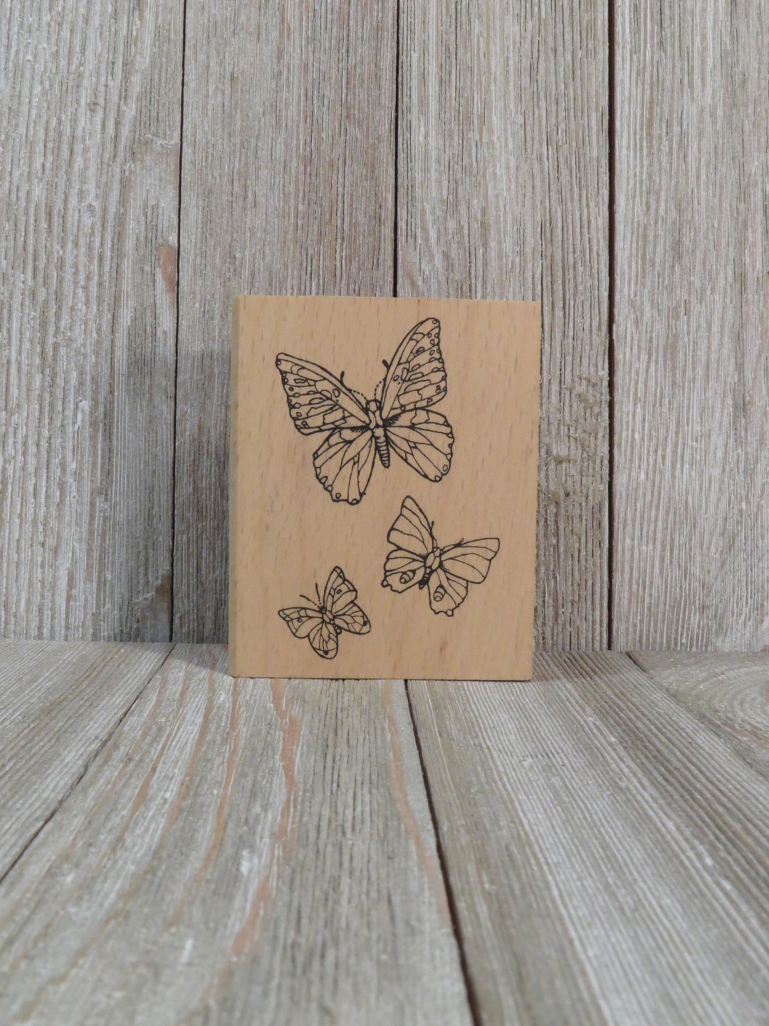 Butterfly Rubber Stamp / 3 Butterflies / Butterfly Background Stamp ...