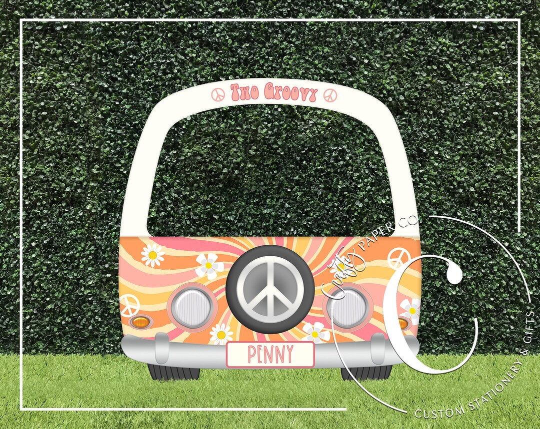 Hippie Van Photo Booth Frame Two Groovy Photo Booth Prop Custom Photo ...