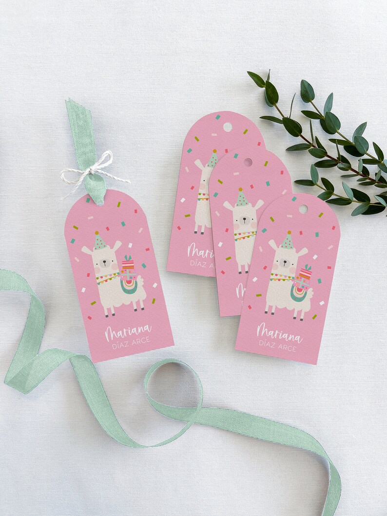 Party Llama Custom Gift Tags Set | Llama Custom Hang Tags ...