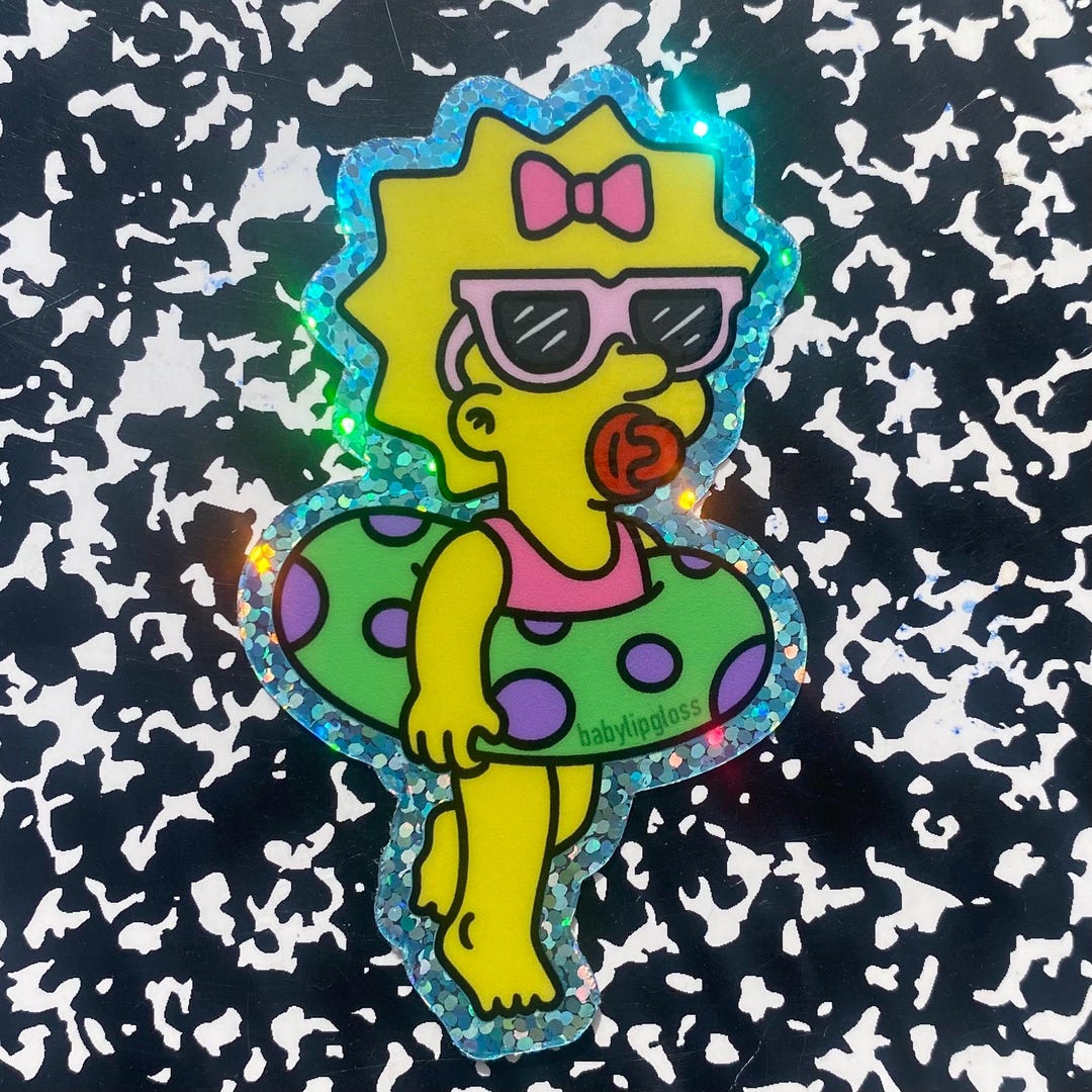 Maggie Simpson With Floaty Holograhic Glittery Waterproof Sticker - Etsy