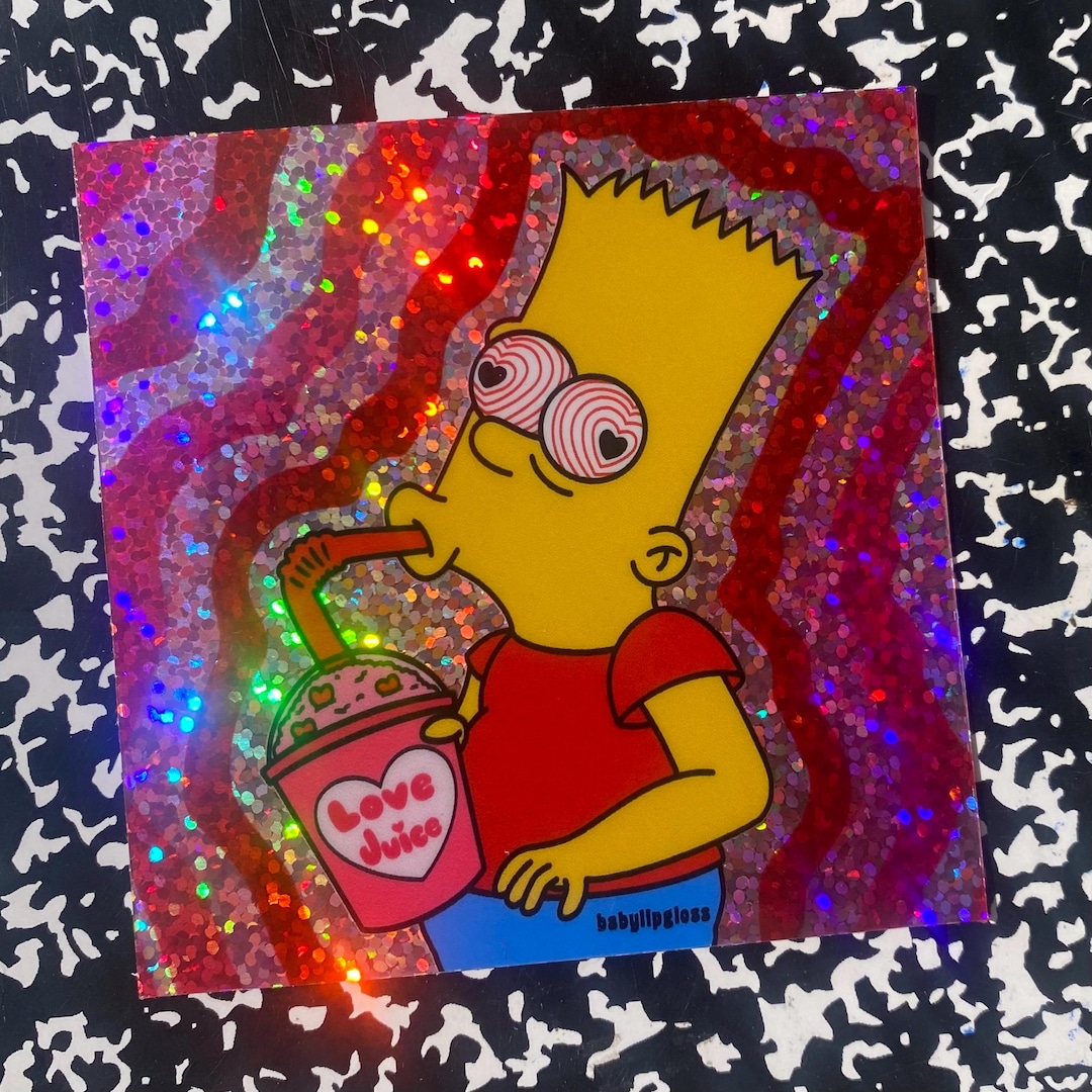 Bart Simpson Love Hologrpahic Glittery Waterproof Sticker - Etsy