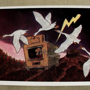 Magic Swan Geese Card Vintage Children Postcard 1977 - Etsy