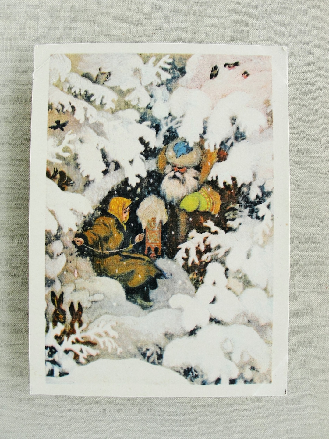 Father Frost Card Vintage Postcard 1956 Illustrator Nikolay - Etsy