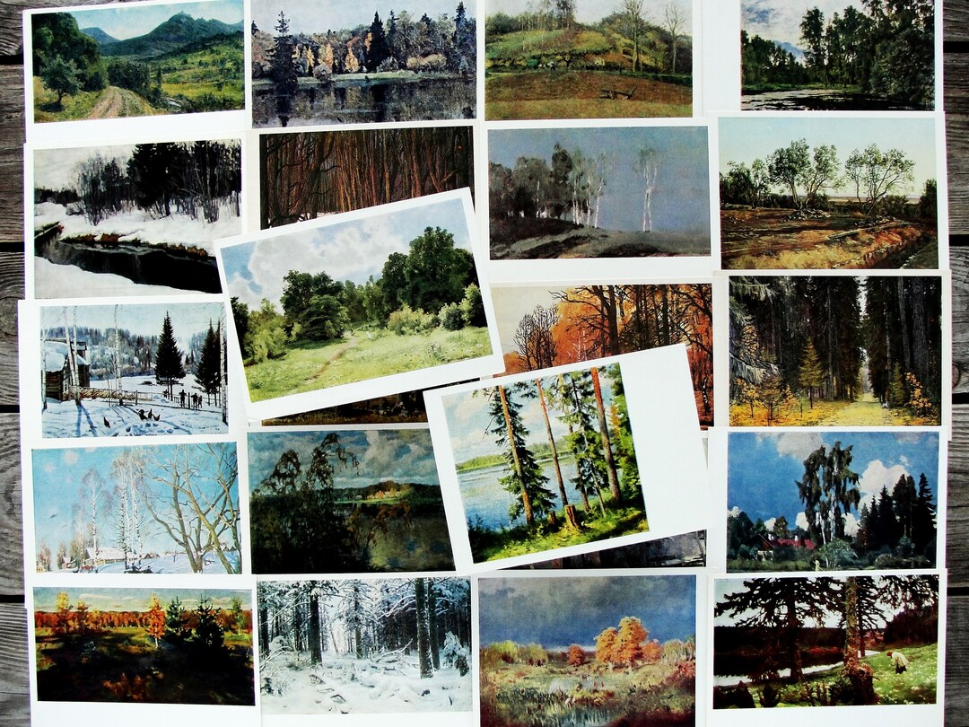 Trees Cards Set of 22, Vintage Postcards, Forest Plant Drawings ...