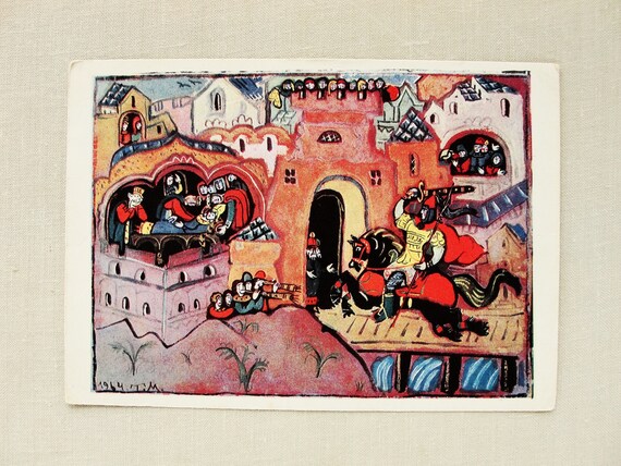 Ruslan and Ludmila Card Pushkin's Fairy tale Vintage | Etsy