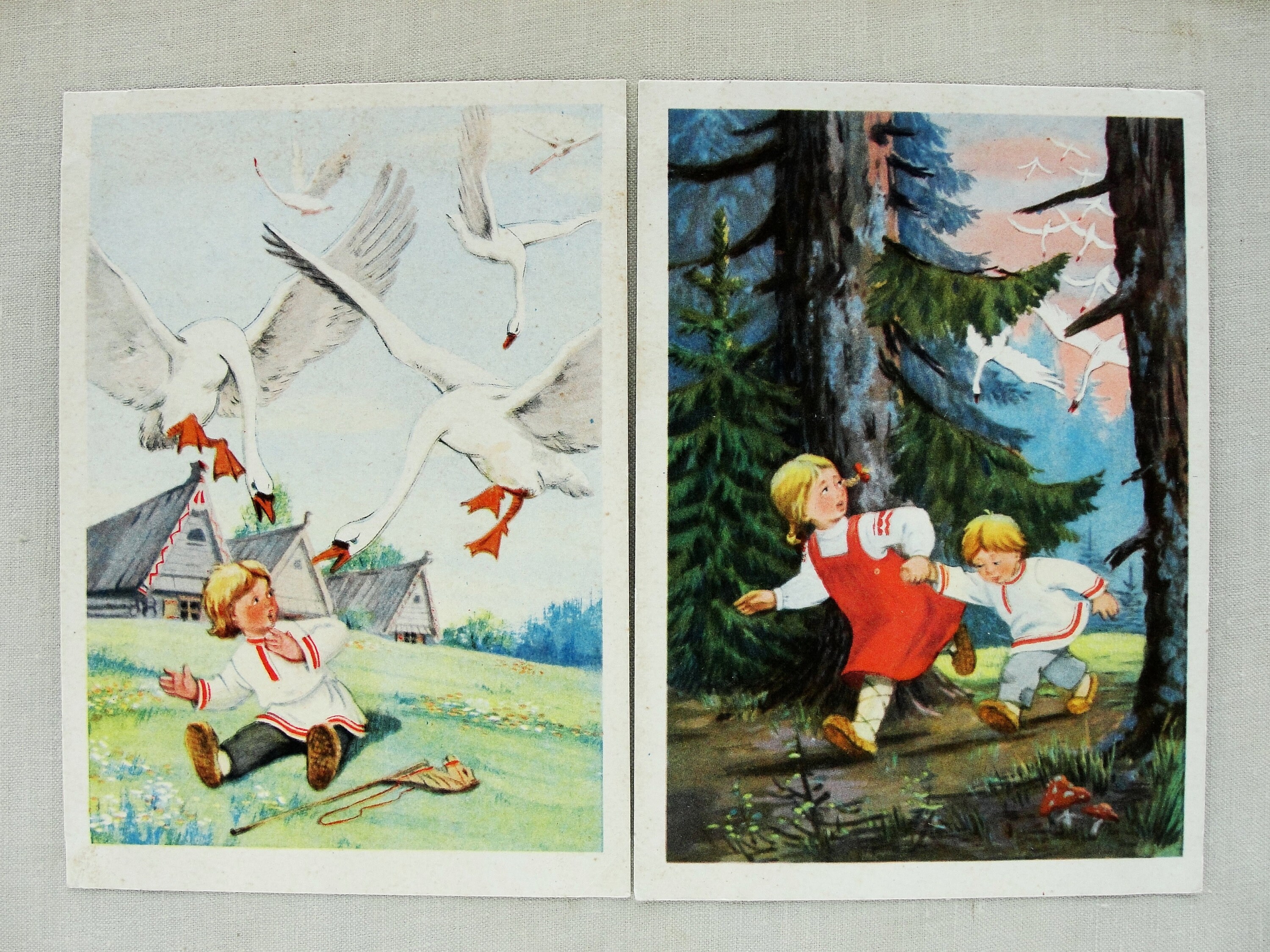 Magic Swan Geese Cards Set of 2 Vintage Children Postcards | Etsy