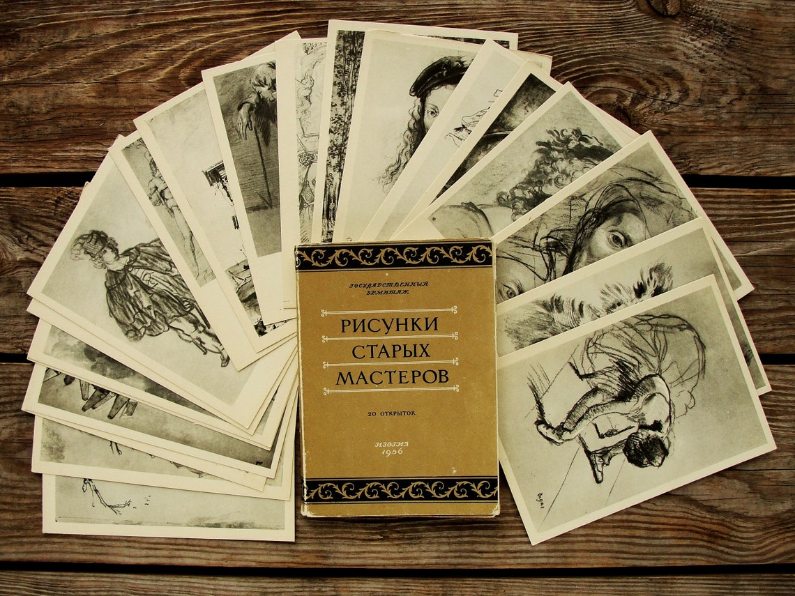 Drawings of Old Masters Cards Set of 20 Vintage Postcards | Etsy