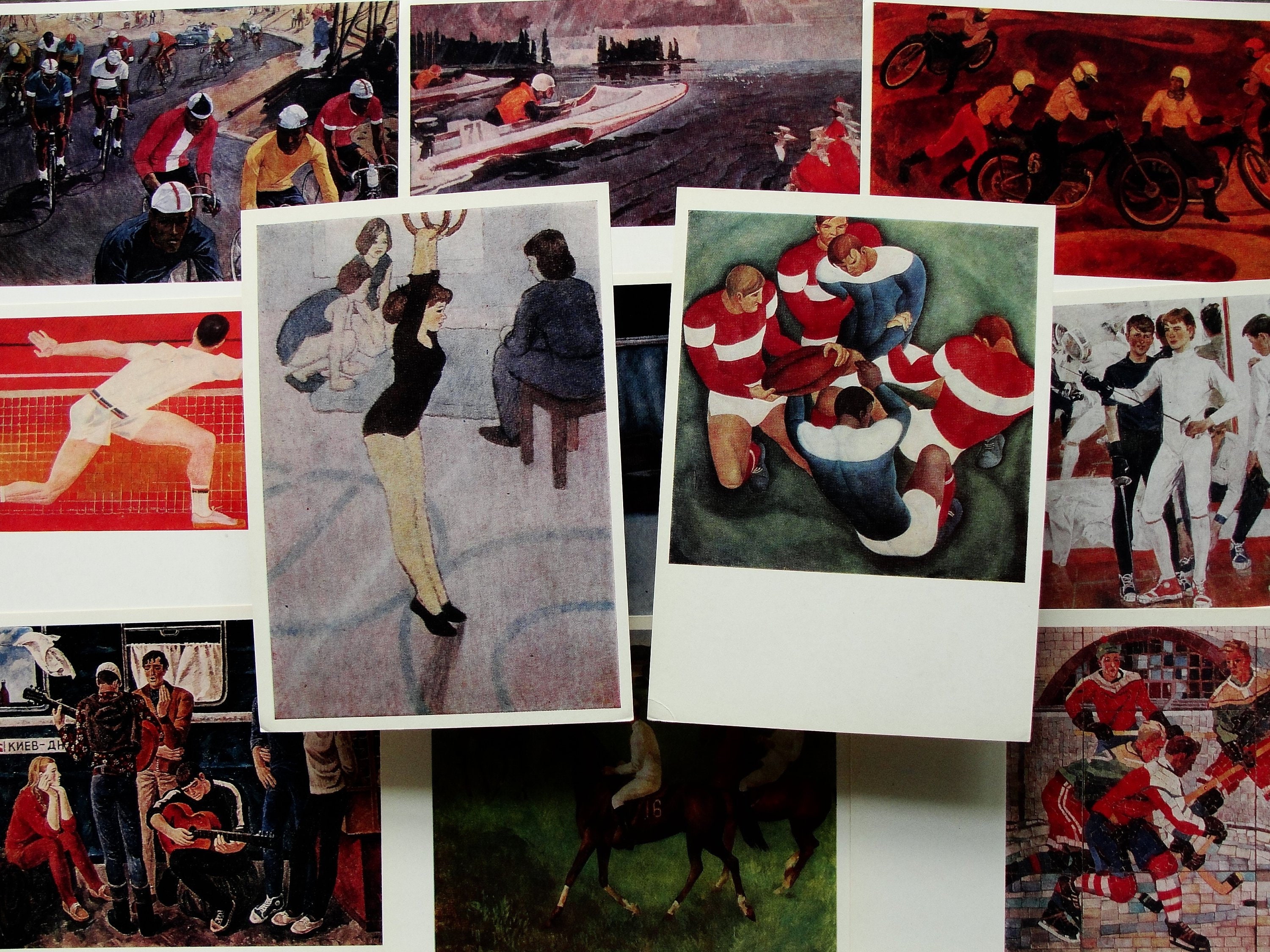Sport Painting Cards Set of 13 Vintage Postcards 1980 | Etsy