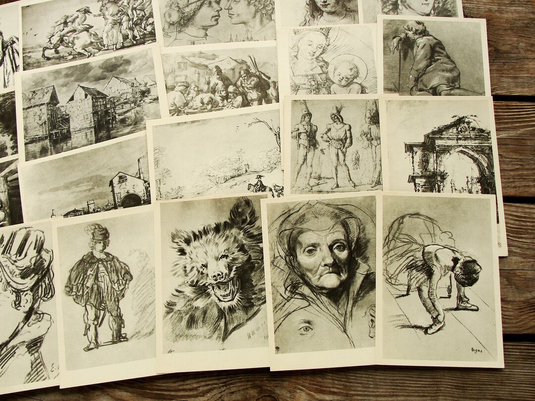 Drawings of Old Masters Cards Set of 20 Vintage Postcards - Etsy