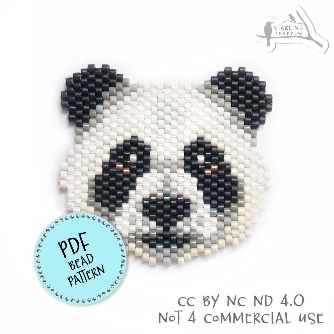PDF Pattern, Panda Bear in Peyote/brick-stitch Seed Beaded Earrings Pendant/brooch. - Etsy