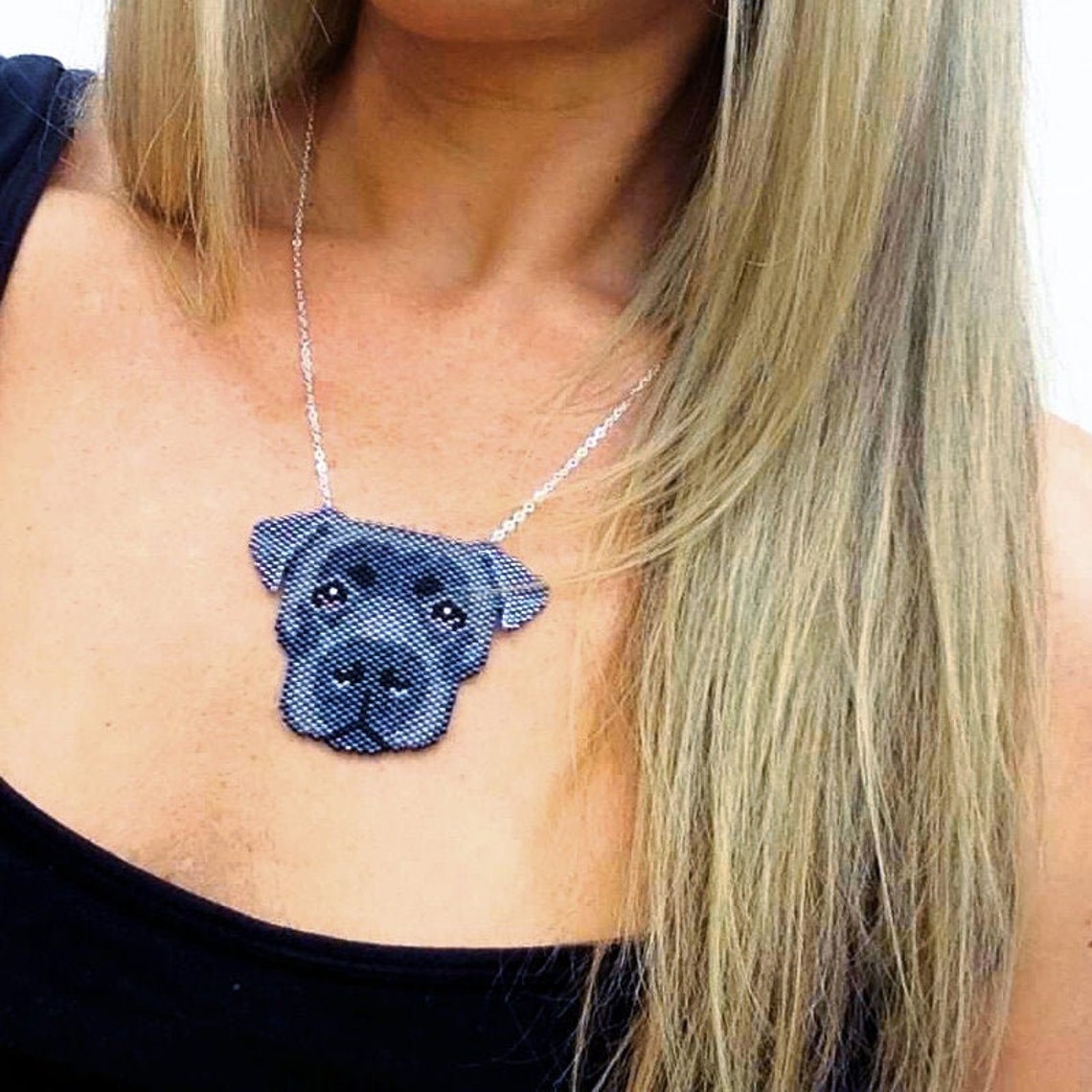 PDF Pattern, Blue Staffy, Peyote/brick Stitch Seed Bead Pendant/brooch ...