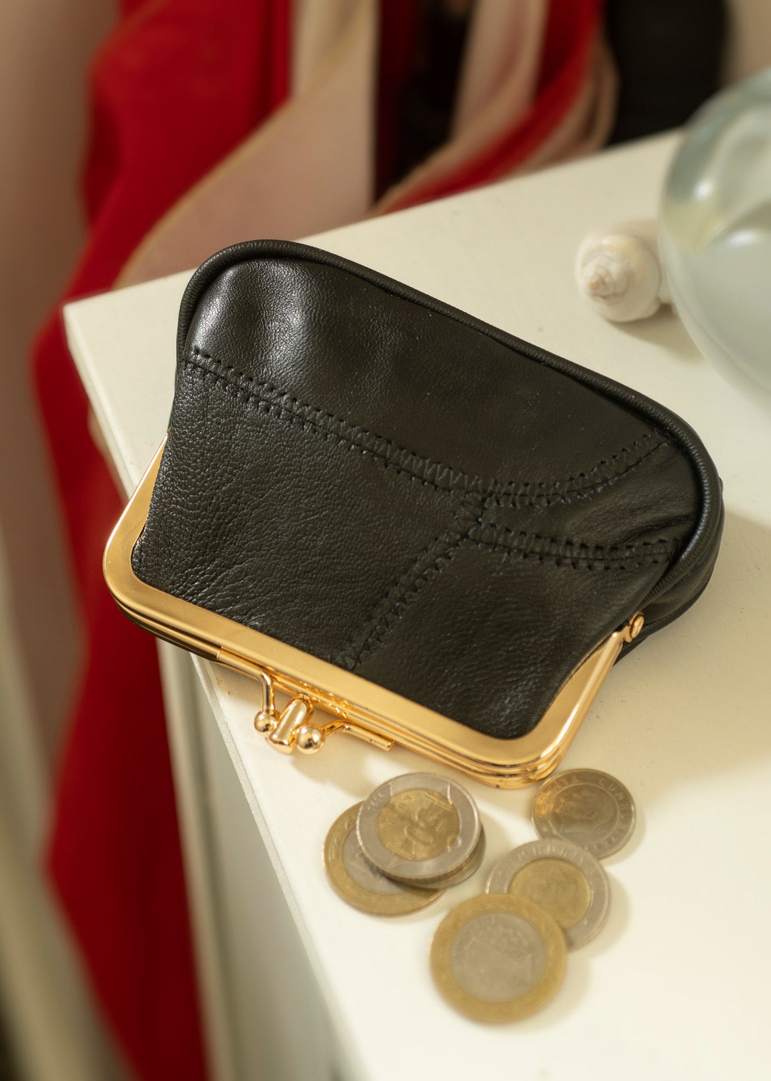 Super Soft Sheep Leather Twist Top Coin Card Note Wallet Purse With Zip ...