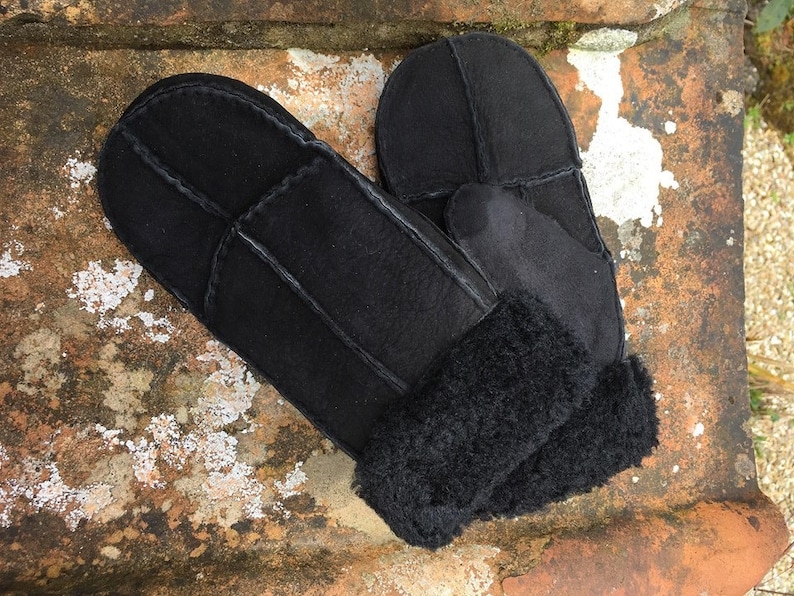 Womens Luxury Sheepskin Mittens Hand Stitched Suede Outer - Etsy UK