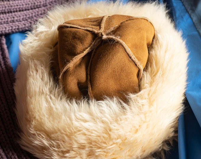 Women's Premium Sheepskin Hand Crafted Dome Beanie Hat Womens Ladies ...