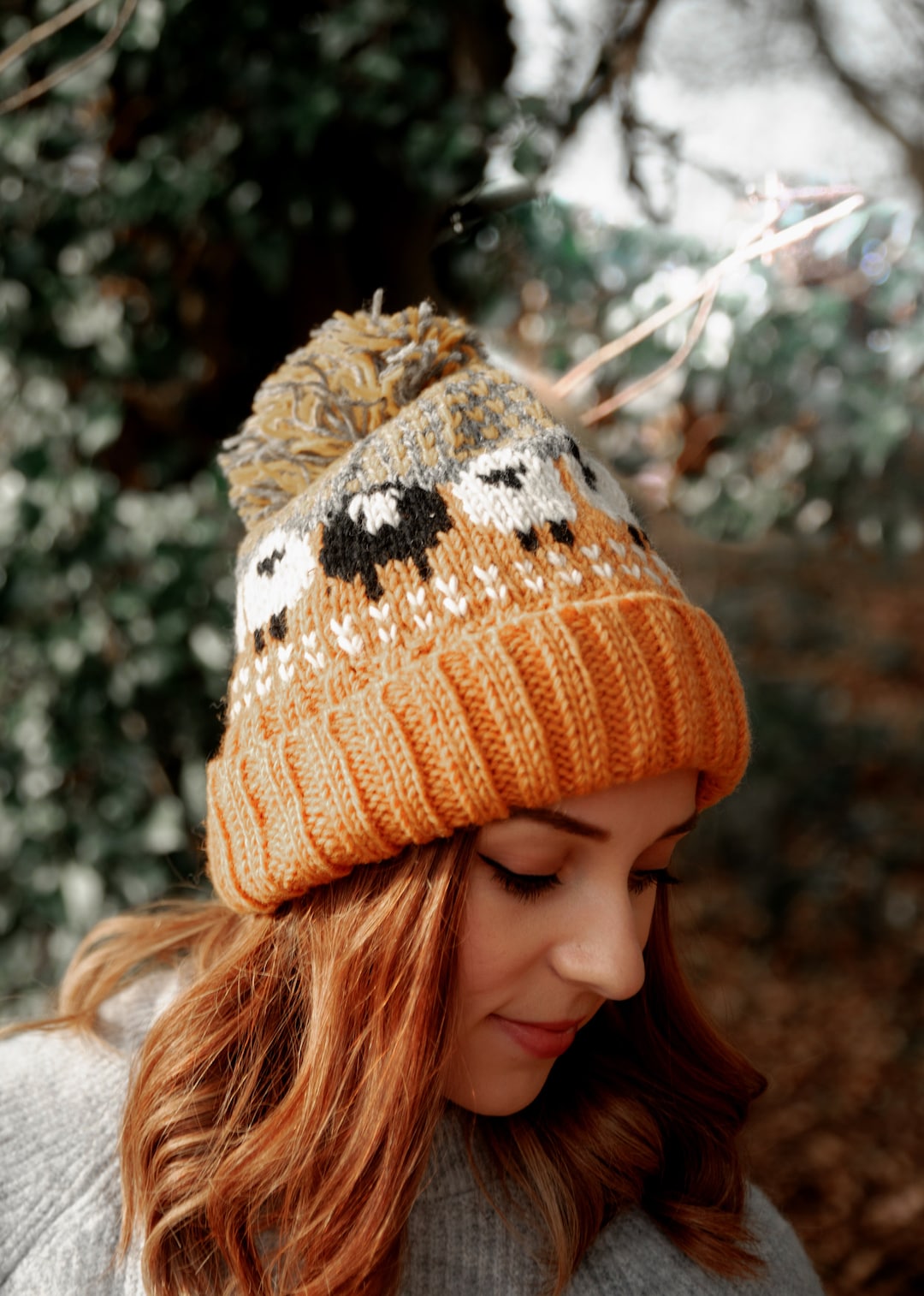 100% Wool Bobble Beanie Sheep Hat Hand Knitted Fair Trade Handmade ...
