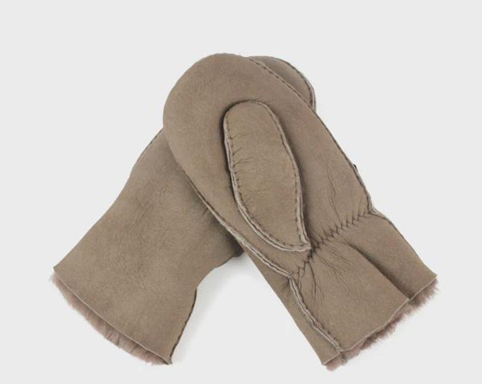 Womens Luxury Genuine Sheepskin Hand Stitched Sheepskin Mittens With ...
