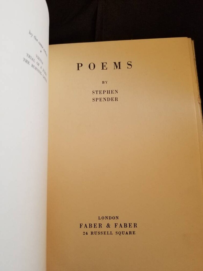 Poems Stephen Spender 1933 Faber and Faber Inscribed and Dated by ...