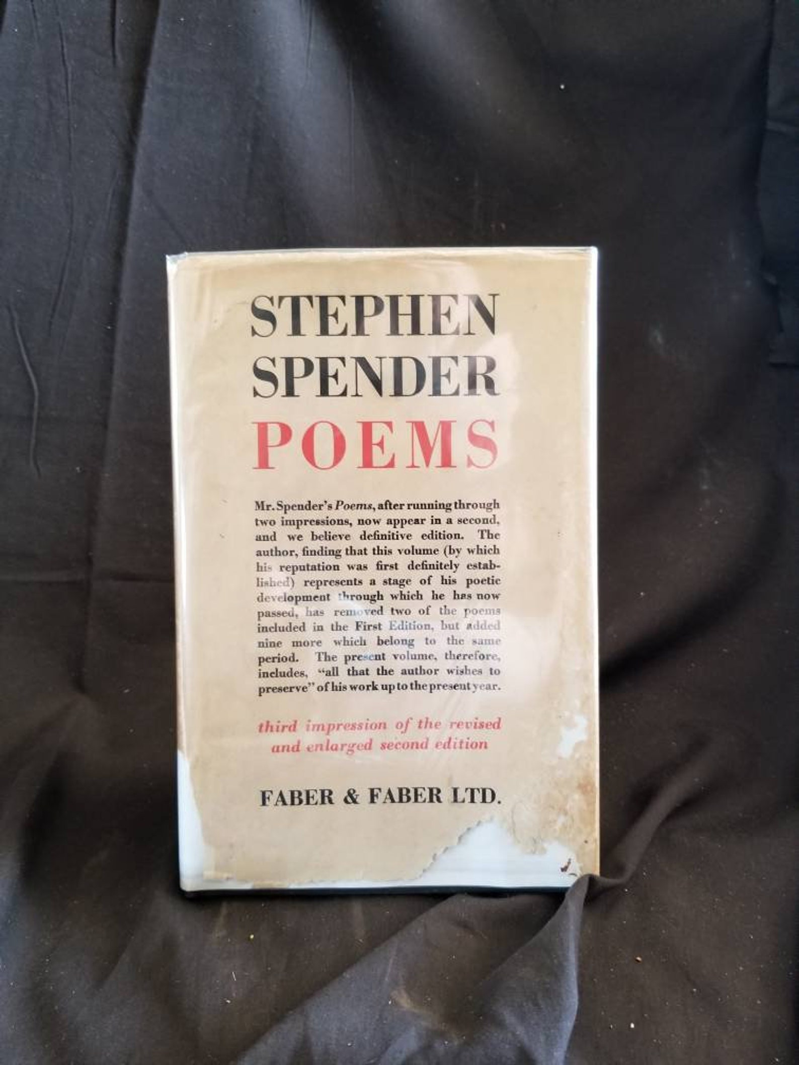 Poems Stephen Spender 1933 Faber and Faber Inscribed and Dated by ...