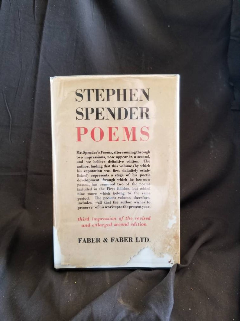 Poems Stephen Spender 1933 Faber and Faber Inscribed and Dated by ...