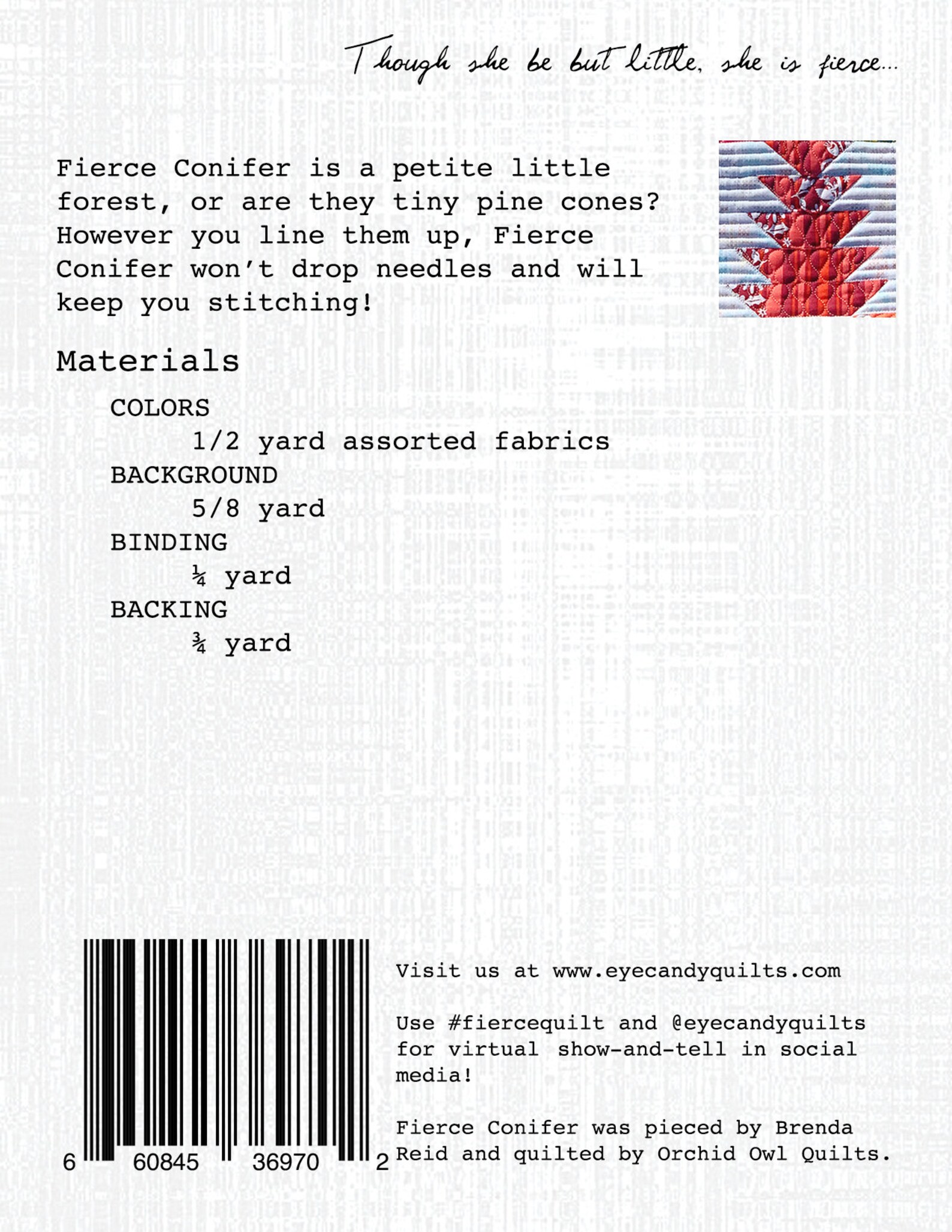 Fierce Conifer Miniature Quilt Pattern - Etsy