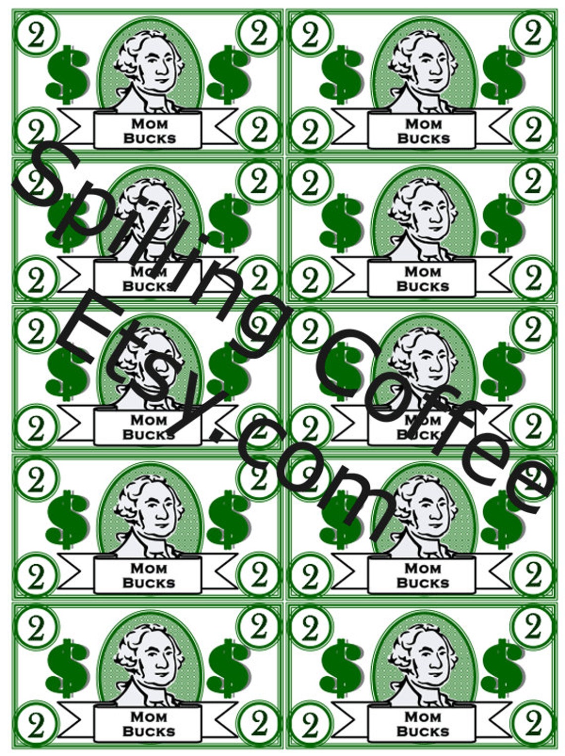 Mom and Dad Bucks / Dollars Printable Allowance and Parenting - Etsy