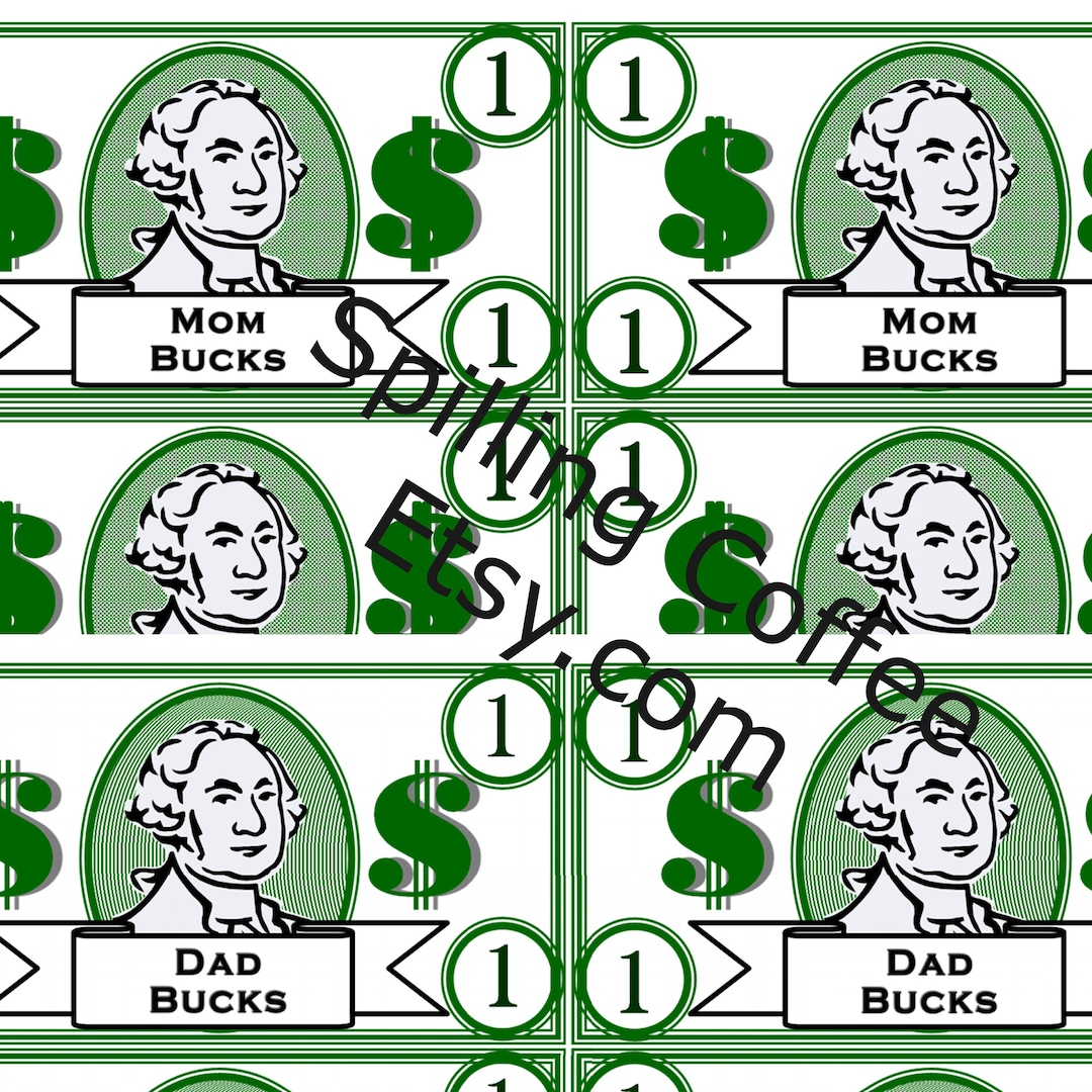 Mom and Dad Bucks / Dollars Printable Allowance and Parenting - Etsy