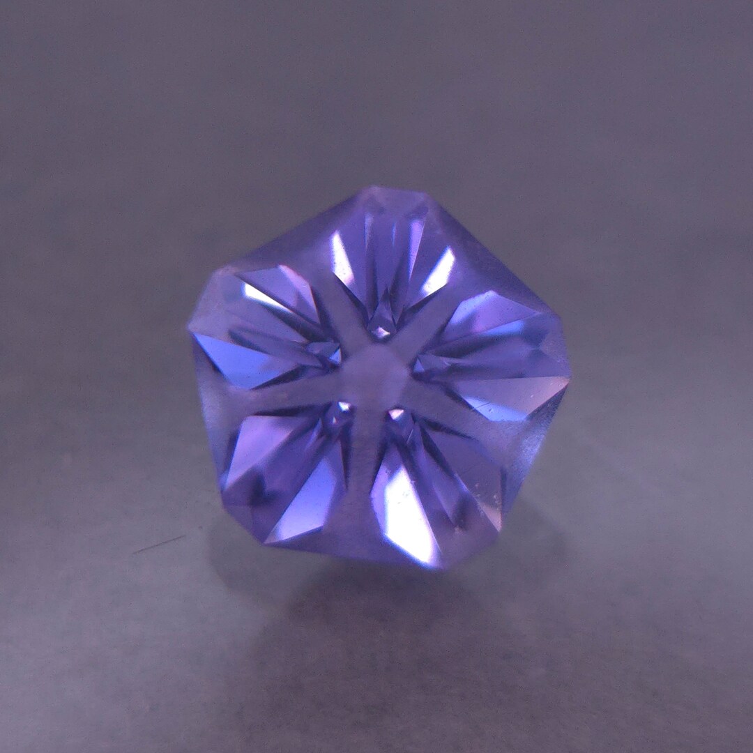 7.3mm Mid Blue Lab Sapphire, Hanami Cut, Flower Cut, Precision Cut, Lab ...