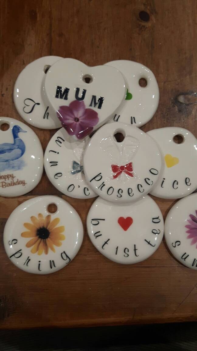 Personalised Handmade Ceramic Tags up to 12 Characters - Etsy UK