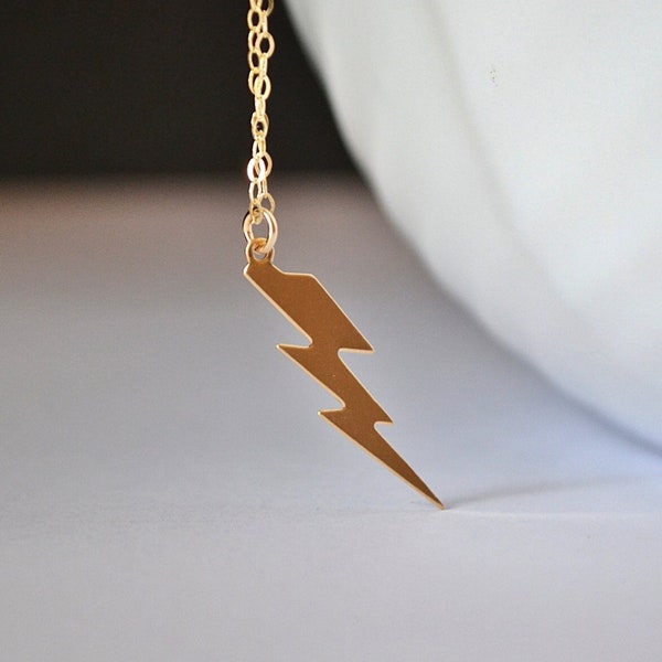 Gold Lightning Bolt Necklace - Etsy
