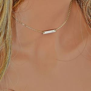 Gold Choker, Bar Necklace, Tiny Bar Necklace Choker, Choker Necklace ...
