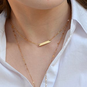 Gold Choker, Bar Necklace, Tiny Bar Necklace Choker, Choker Necklace ...