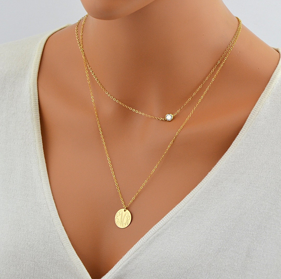 CZ Necklace, Delicate Gold Necklace, Tiny Diamond Necklace, Layering ...