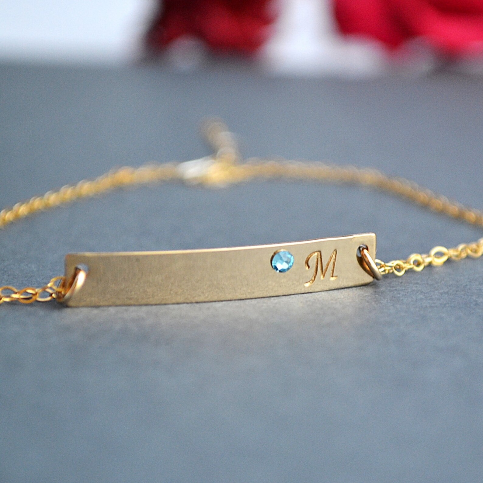 Gold Bar Bracelet Personalized Bar Bracelet Gold Initial | Etsy