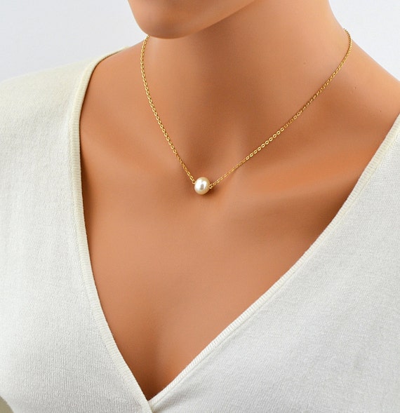 White Freshwater Paerl Necklace Natural Pearl Necklace Gold Etsy