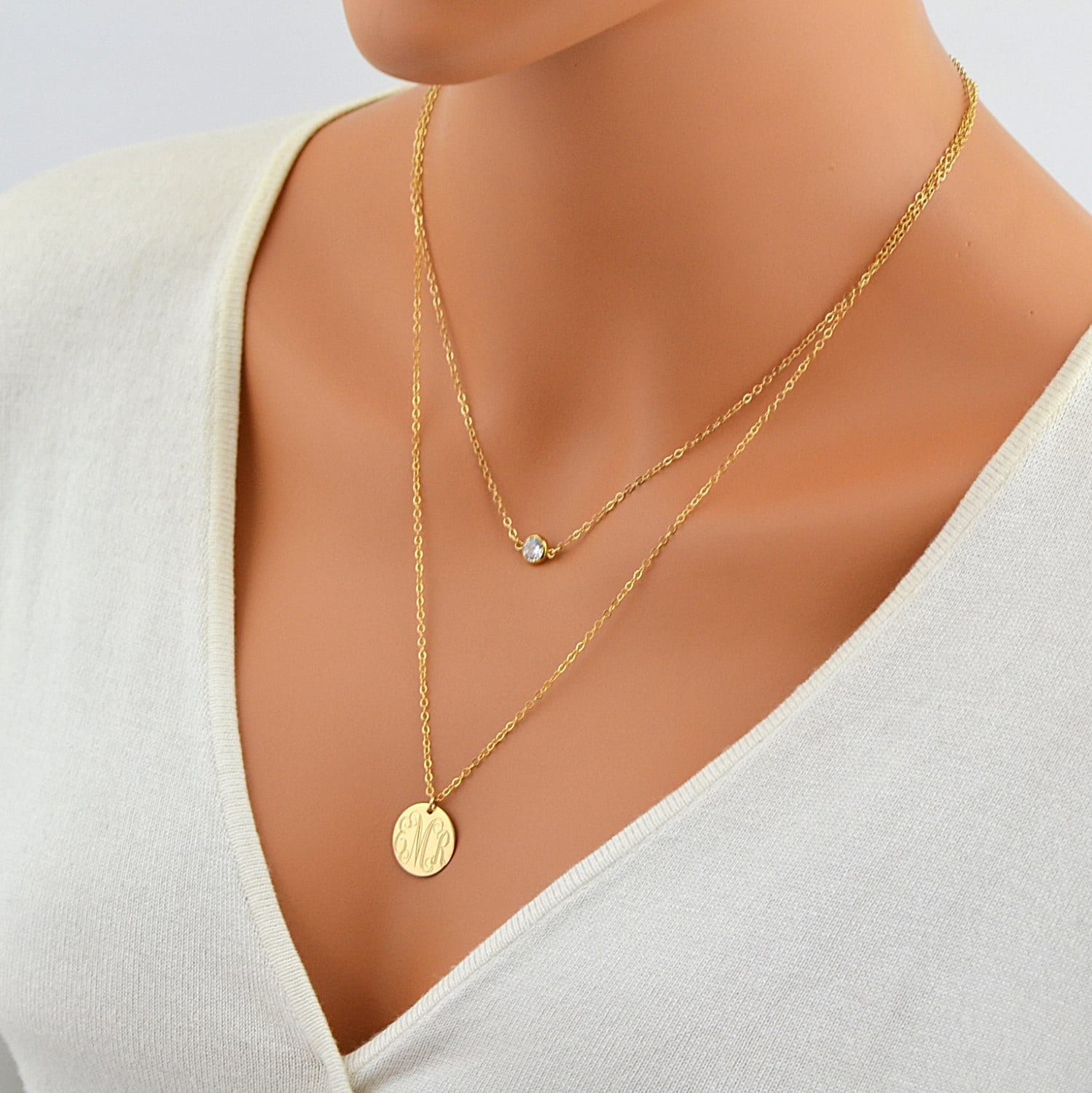 CZ Necklace Delicate Gold Necklace Tiny Diamond Necklace | Etsy