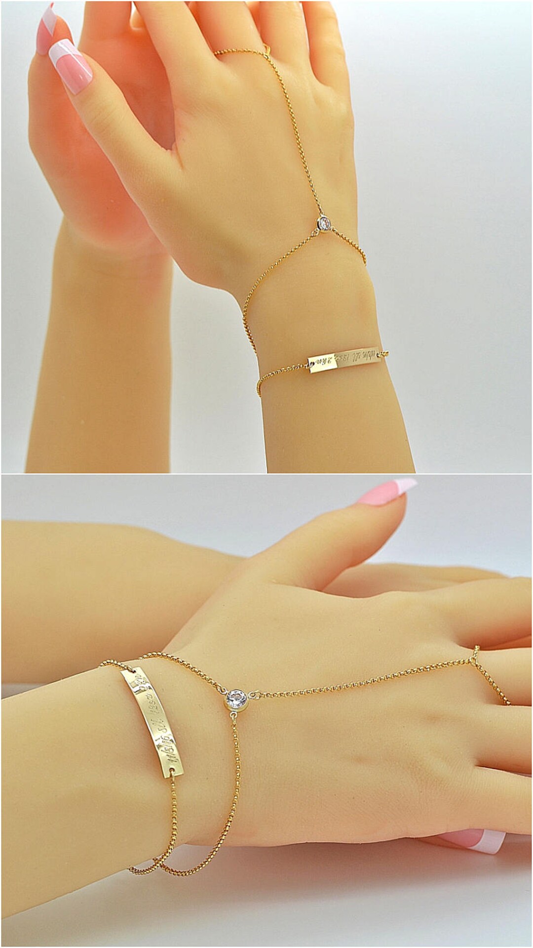Finger Bracelet Gold Chain Bracelet Cz Diamond Bracelet 14k - Etsy