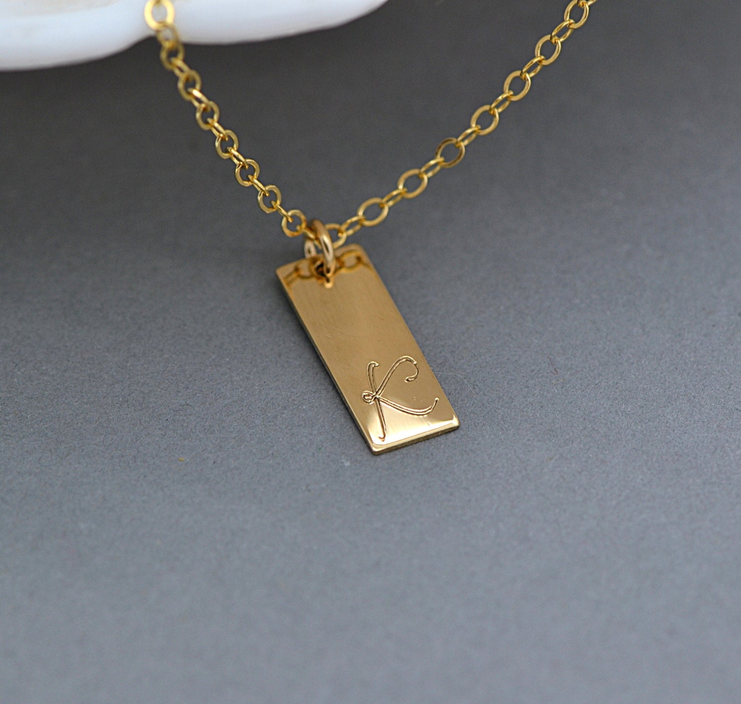 Tag Necklace Personalized Necklace Gold or Silver Delicate | Etsy