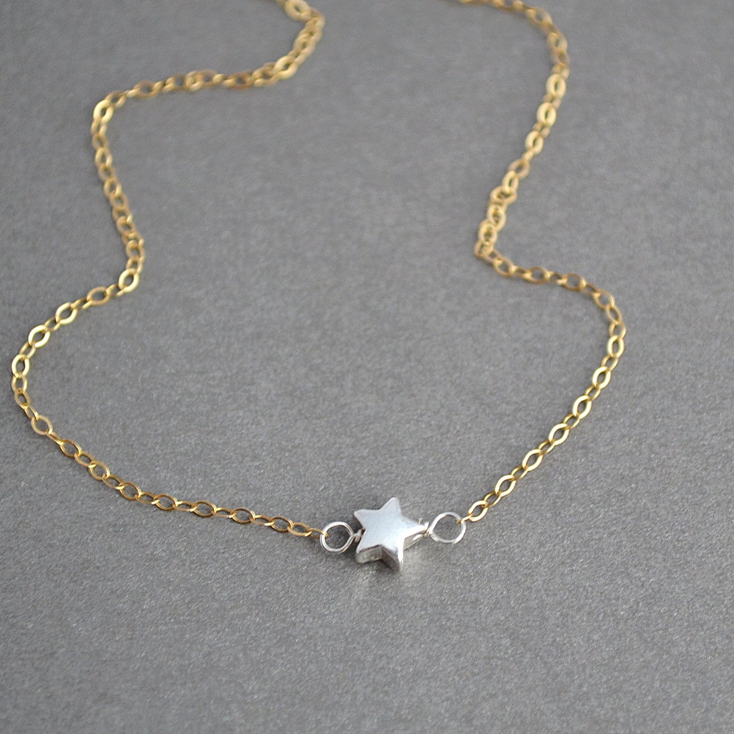 Tiny Star Necklace Sterling Silver and Gold Filled Mixed | Etsy