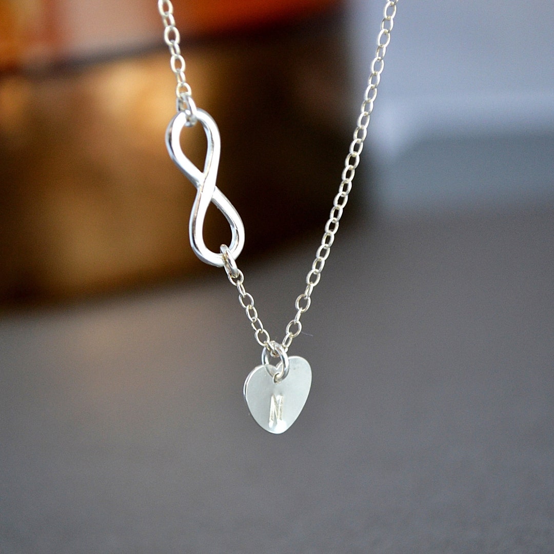Personalized Infinity Heart Necklace Initial Heart Necklace - Etsy